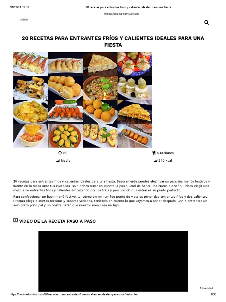 20 Recetas para Entrantes Fríos y Calientes Ideales para Una Fiesta ...