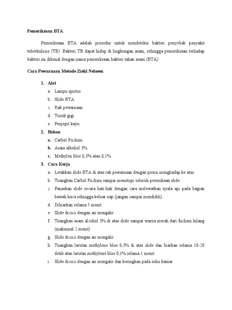 Pemeriksaan BTA (Laporan PKL Alifa) | PDF
