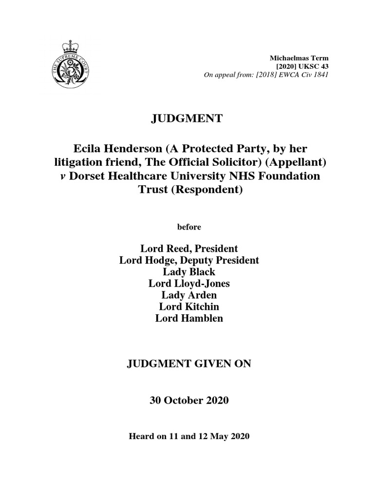 Judgment Ecila Henderson (A Protected Party, by Her Litigation Friend ...