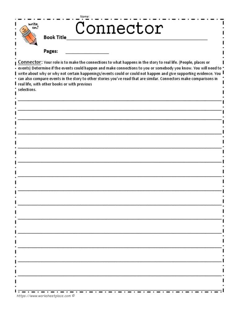 Literature Circle Worksheet D Connector | PDF