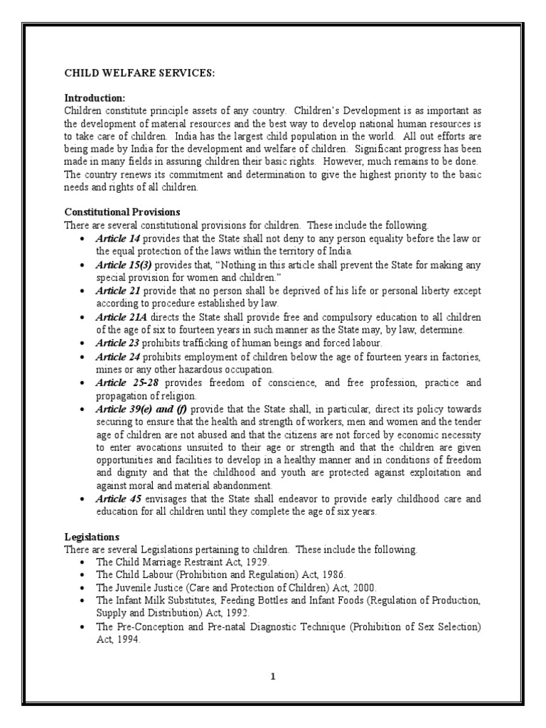 Child Welfare Services | PDF | Psychotherapy | Children's Rights