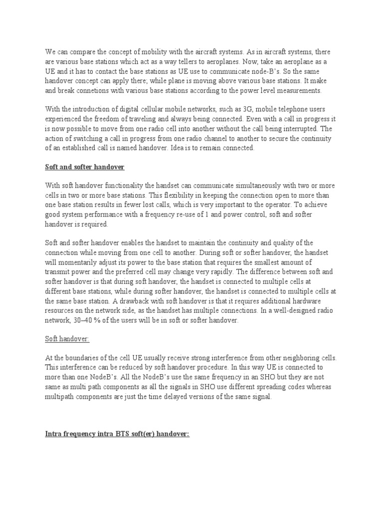 Soft and Softer Handover | PDF | Cellular Network | Gsm