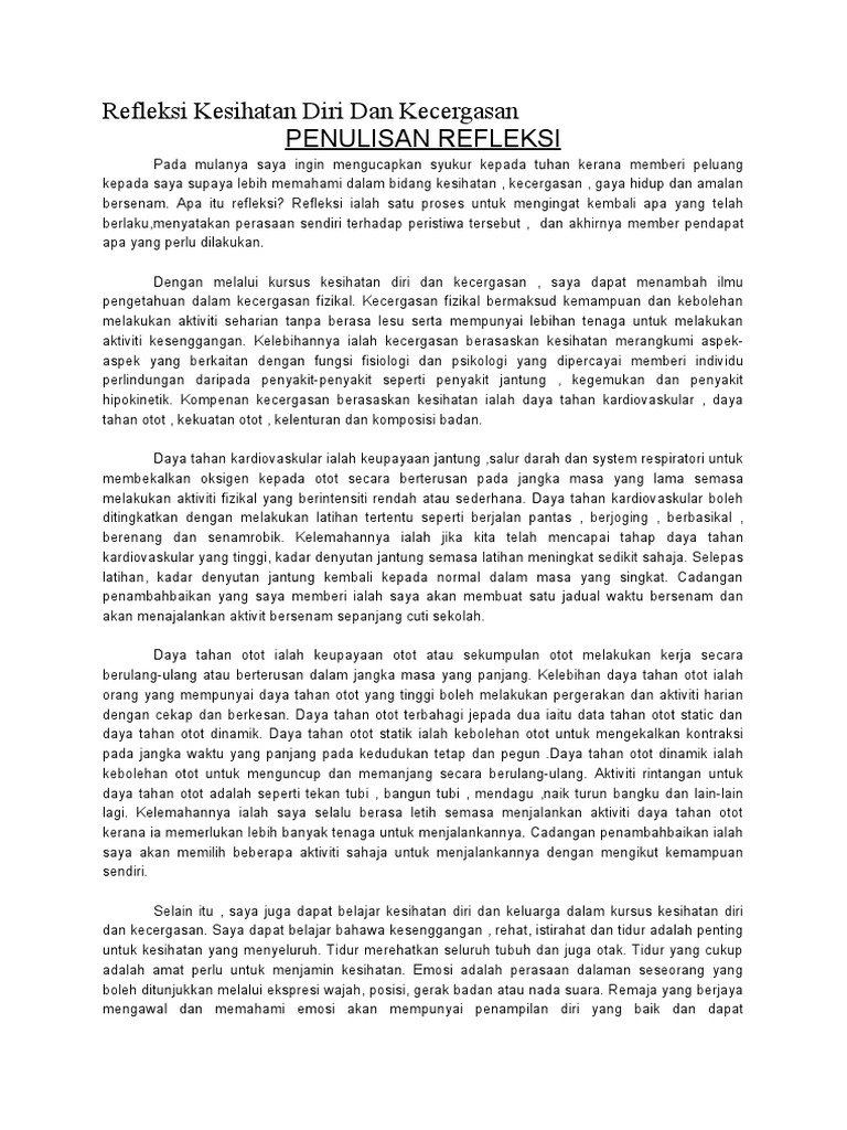 CONTOH Penulisan Refleksi | PDF