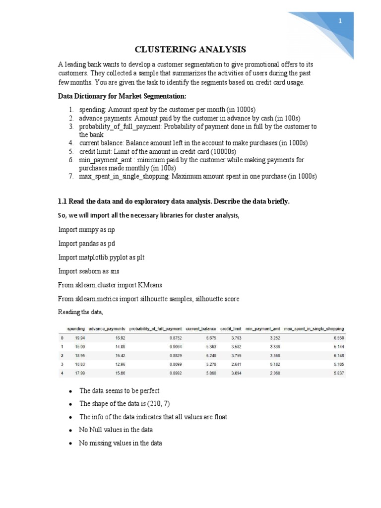 Clustering Analysis: Reading The Data | PDF | Cluster Analysis | Applied Mathematics