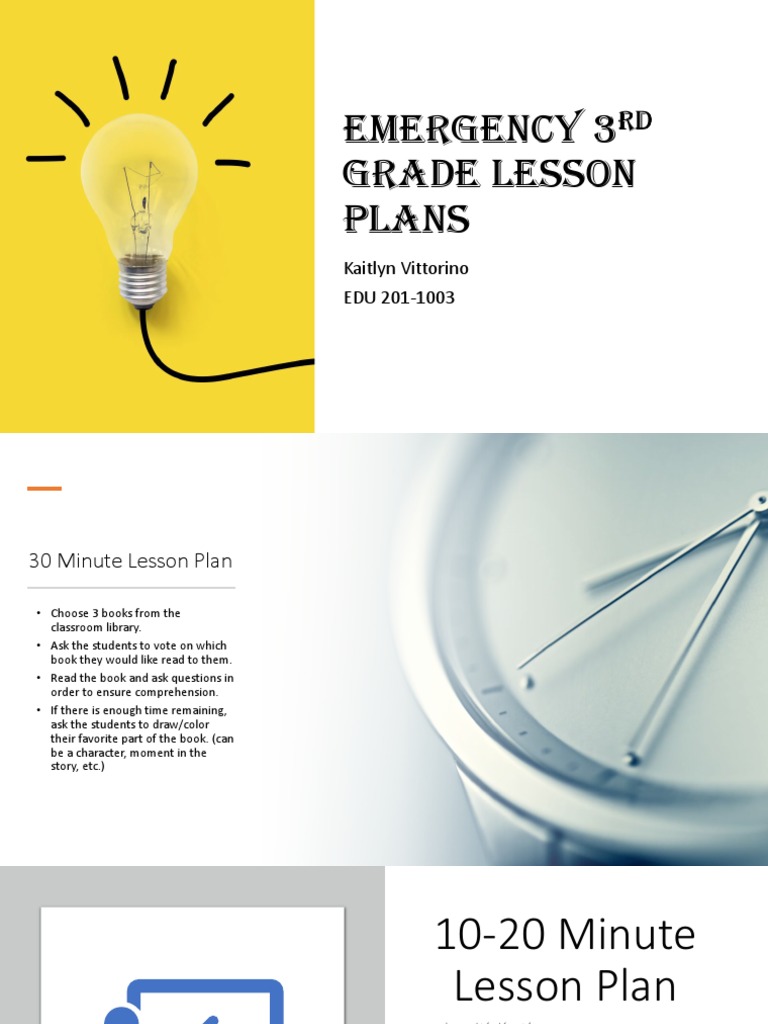 Emergency 3rd Grade Lesson Plans | PDF