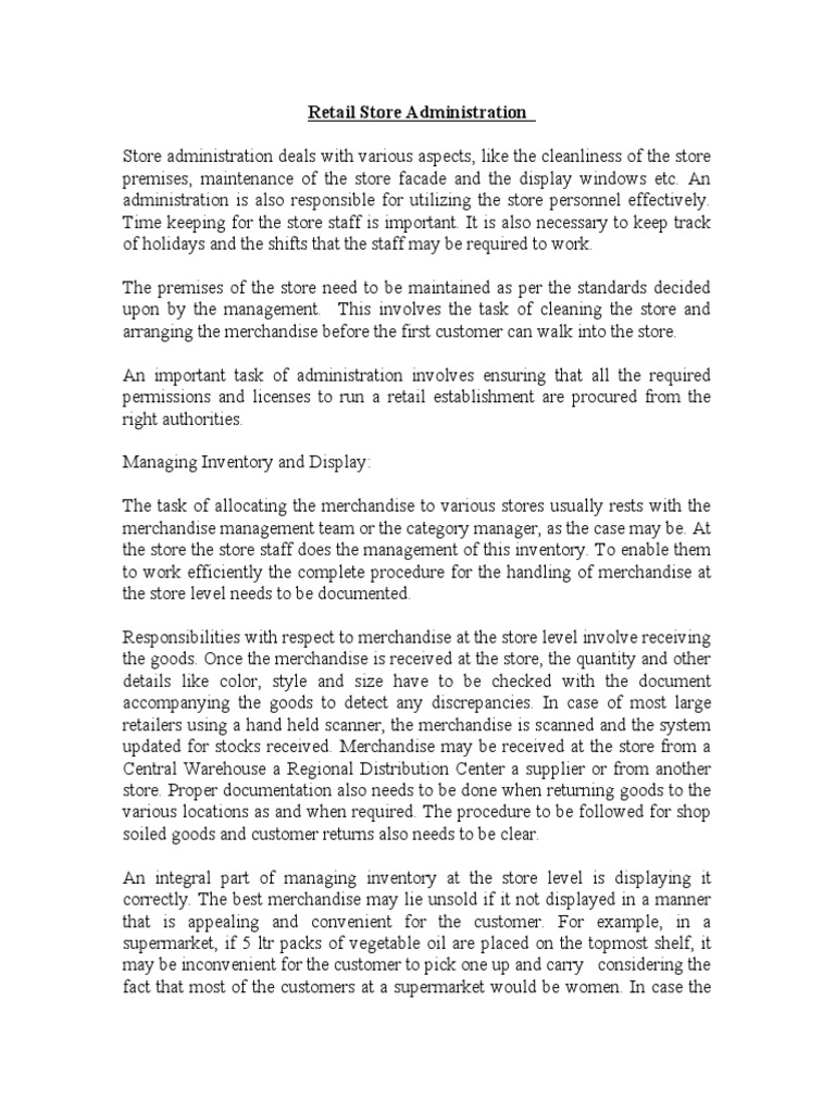 Store Administration | PDF | Payments | Retail