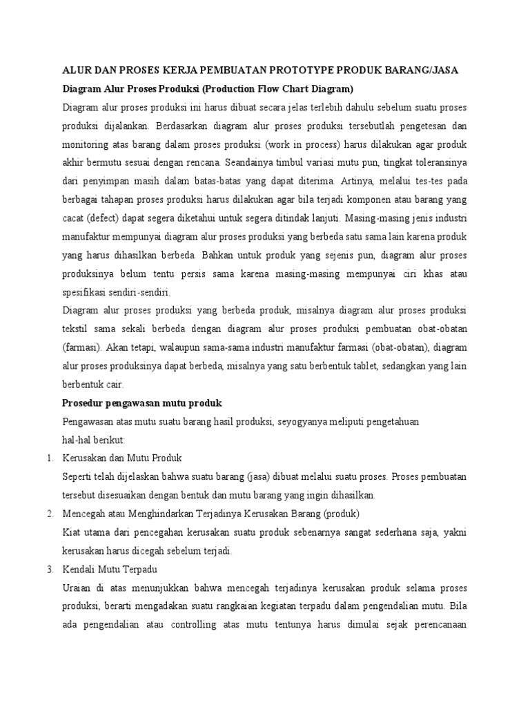 Alur Dan Proses Kerja Pembuatan Prototype Produk Barang | PDF