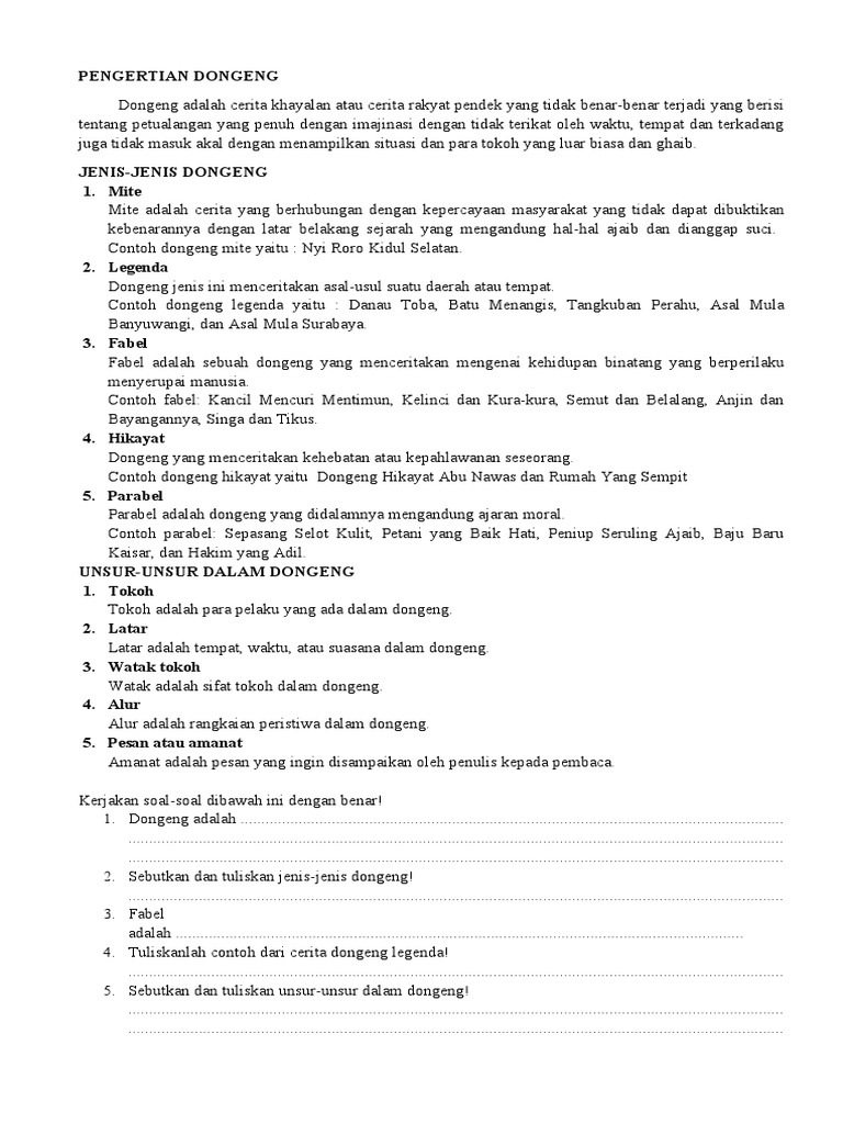 Pengertian Dongeng | PDF | Fiksi Umum