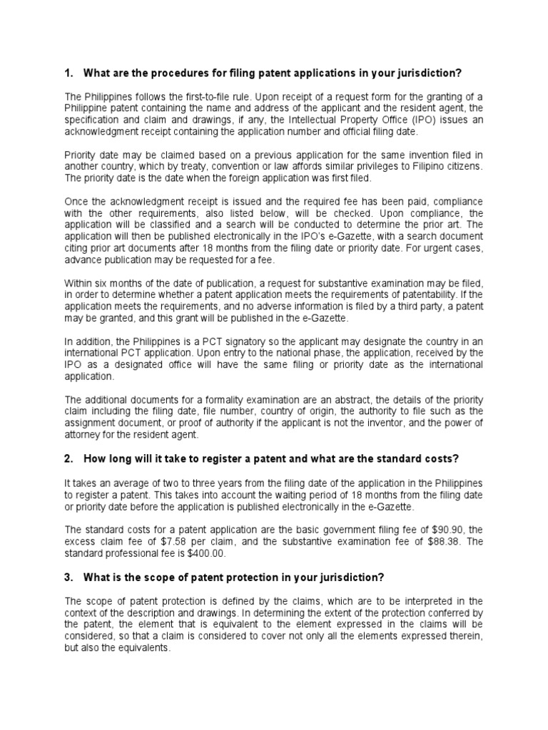 Q&A - Patents in The Philippines | PDF | Patent Application | Glossary Of Patent Law Terms