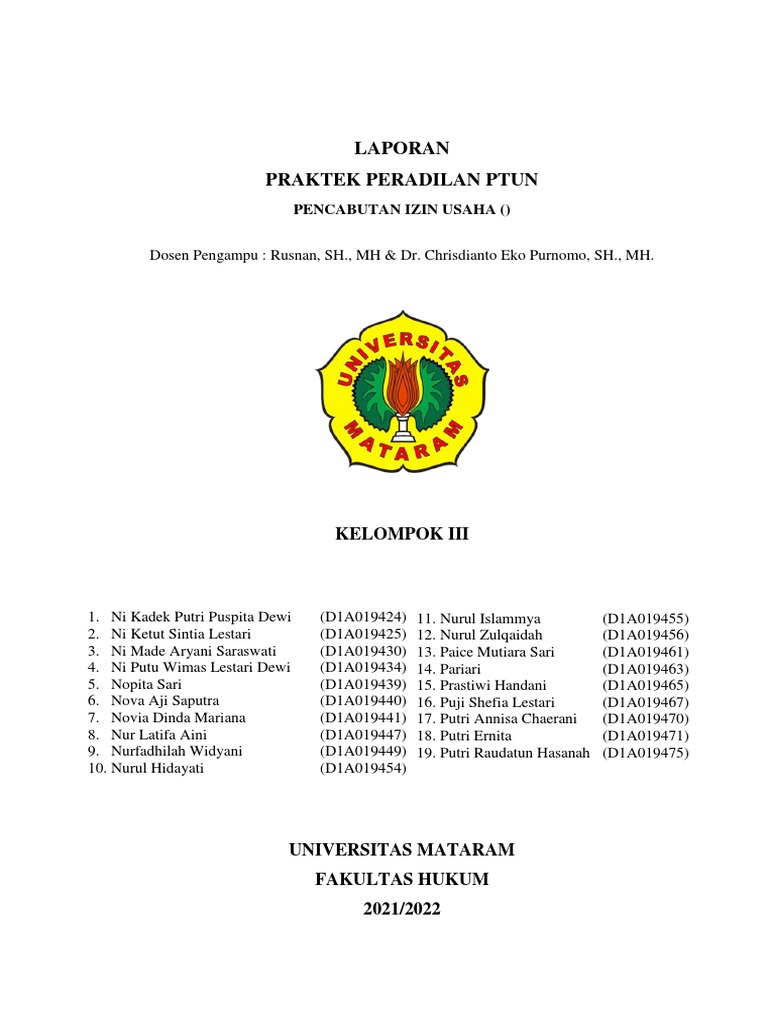 Laporan Perkara Sidang Ptun-1 | PDF