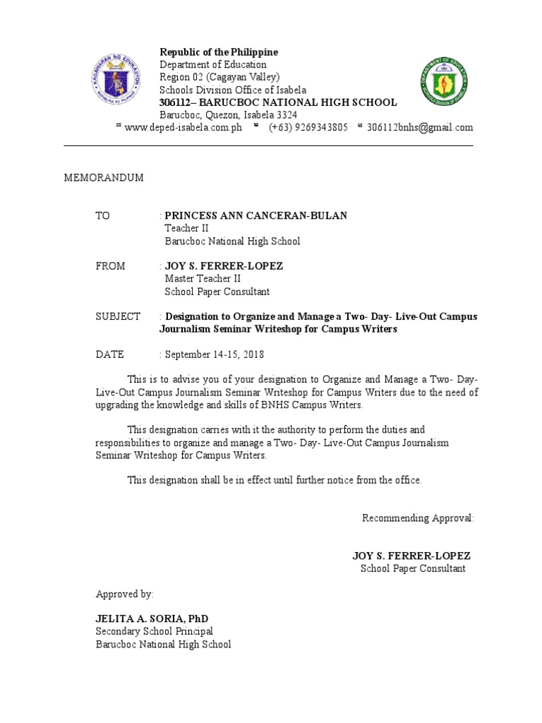 Designation Letter To ORGANIZE Journalism | PDF