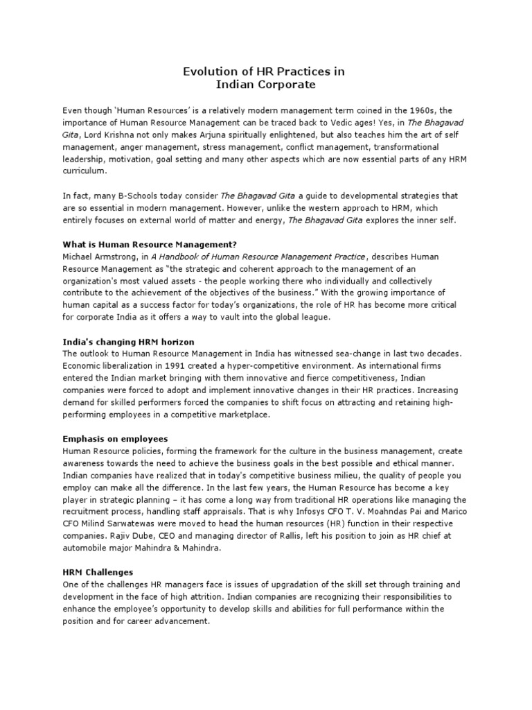 HR Practices In India PDF Human Resource Management Human Resources