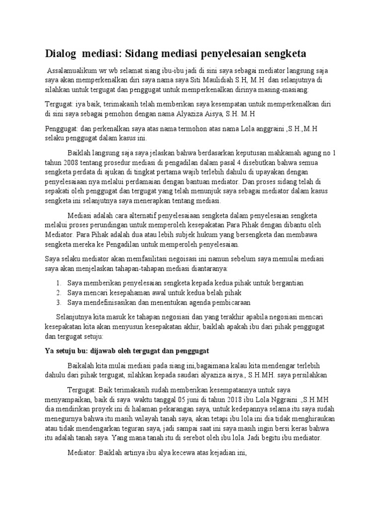 Dialog Mediasi | PDF