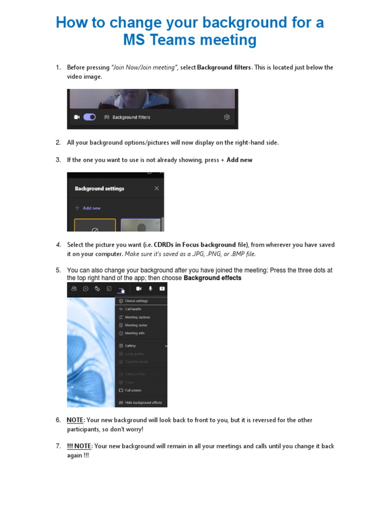 How To Change Your Background For A MS Teams Meeting | PDF