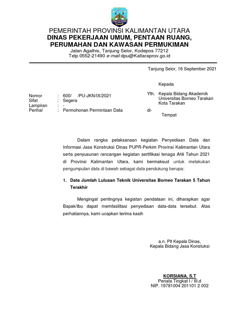 SURAT PENGANTAR UB Tarakan | PDF