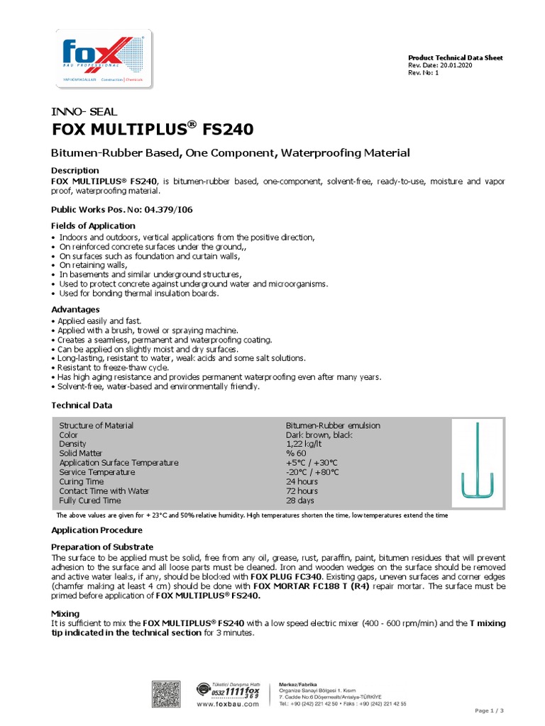 Fox Multiplus FS240 TDS - Eng | PDF | Water | Concrete