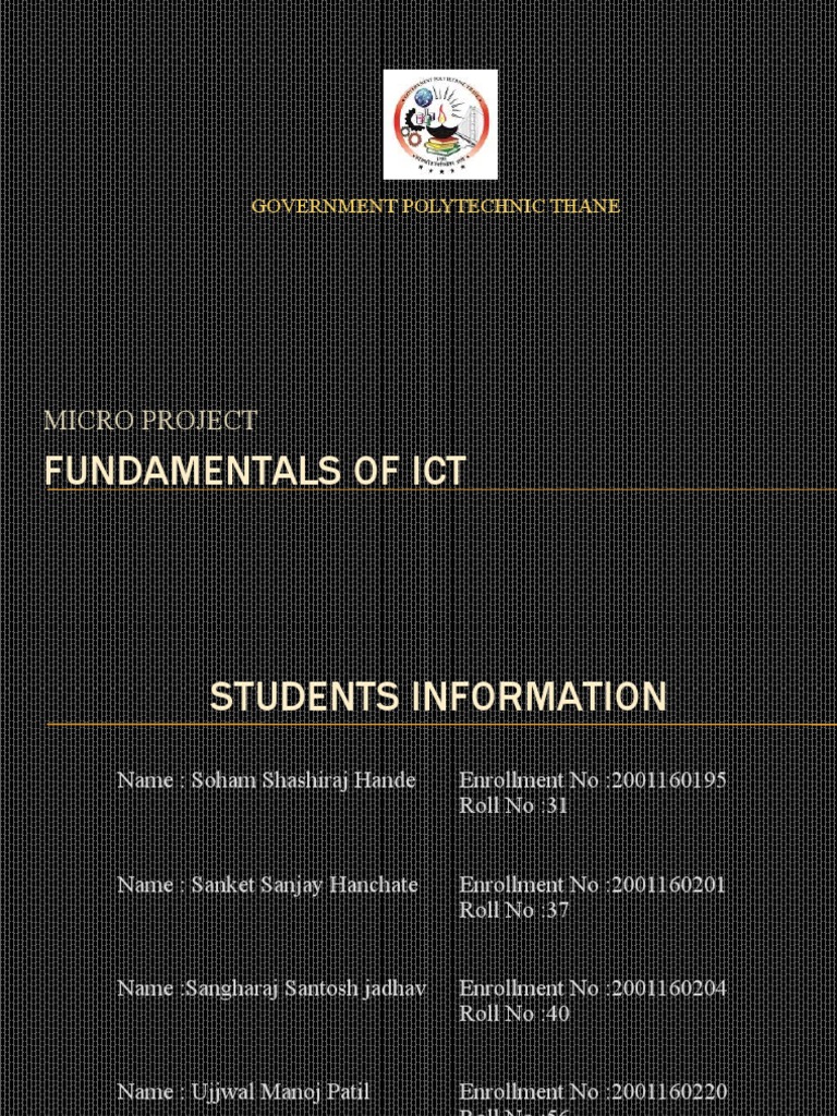 Fundamentals of Ict: Micro Project | PDF | Potential Energy | Kinetic ...