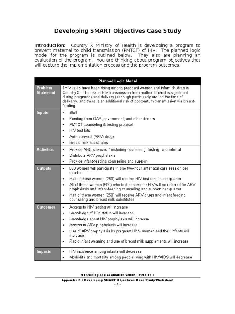 Developing SMART Objectives Case Study | PDF | Hiv/Aids | Preventive ...