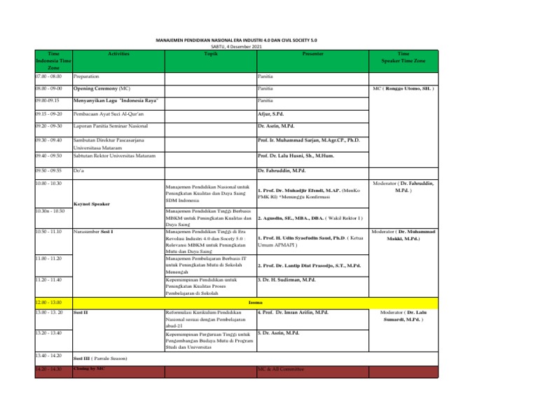 Rundown Seminar Nasional Fix | PDF