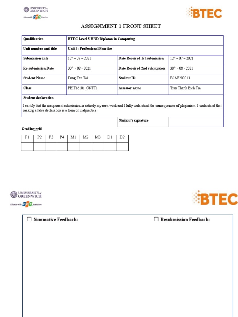 Assignment 1 Front Sheet | PDF | Communication | Nonverbal Communication