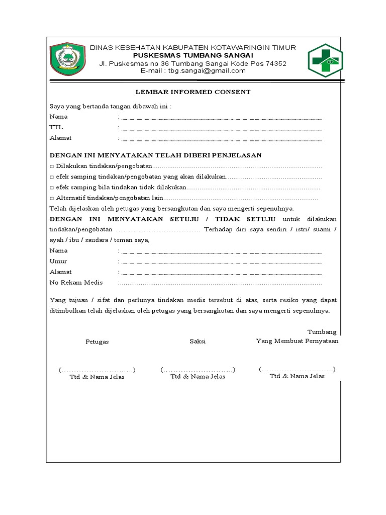 Lembar Persetujuan Tindakan Medis 1 | PDF