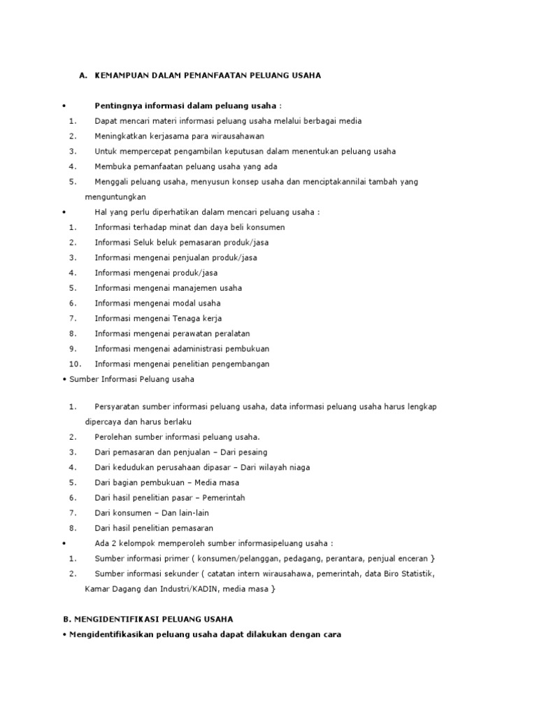 Kemampuan Dalam Pemanfaatan Peluang Usaha | PDF