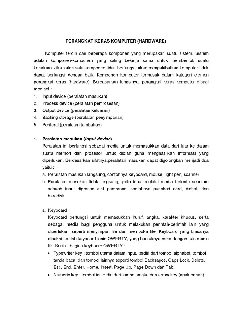 Kelas X - Materi Hardware | PDF | Komputer