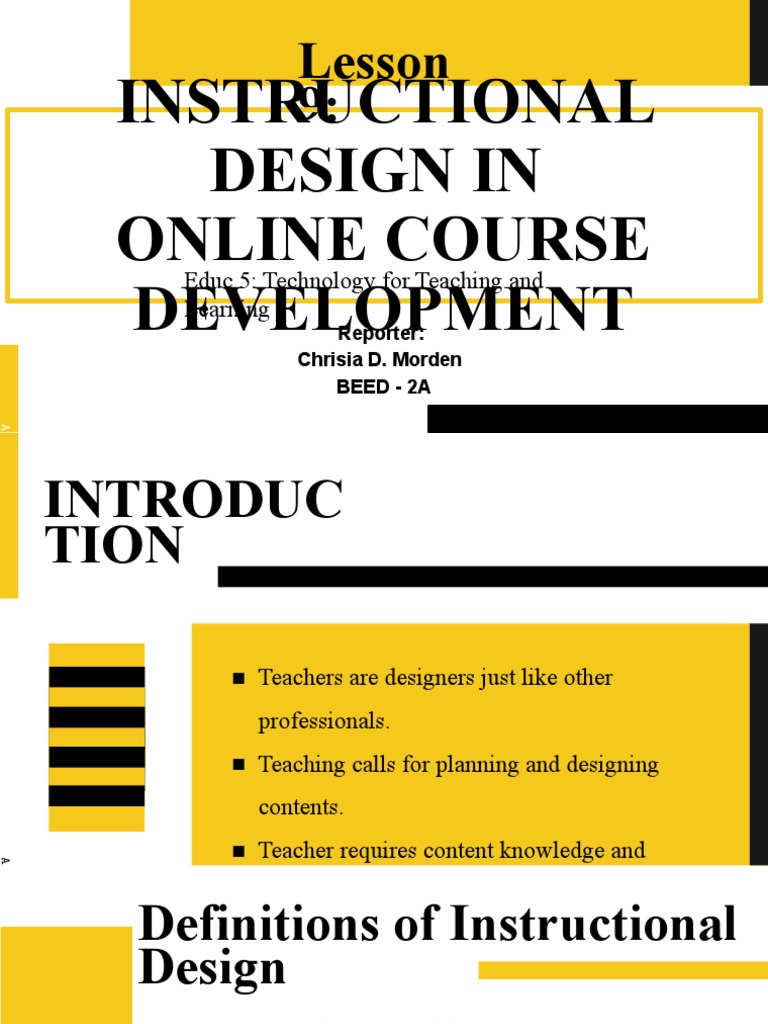 Instructional Design in Online Course Development: Lesson 9 | PDF