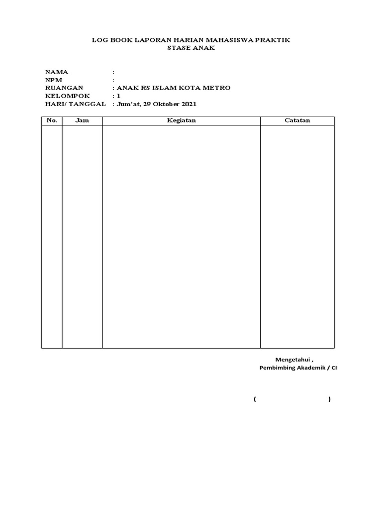 Log Book Laporan Harian Mahasiswa Praktek | PDF