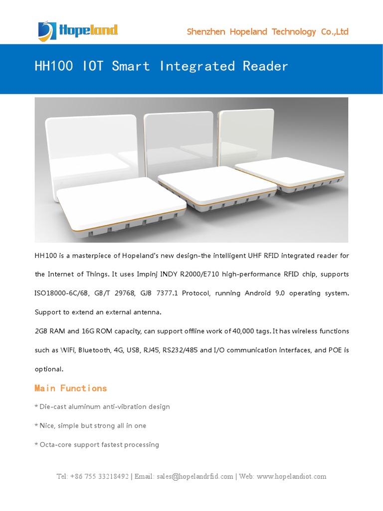 Shine 100 IOT Smart UHF Integrated Reader | PDF | Wi Fi | Android ...