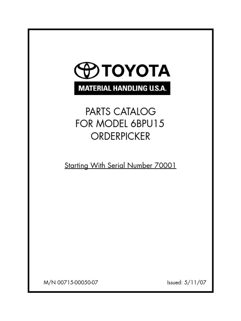 TOYOTA Forklift 6BPU15 Parts Manual | PDF | Elevator | Truck