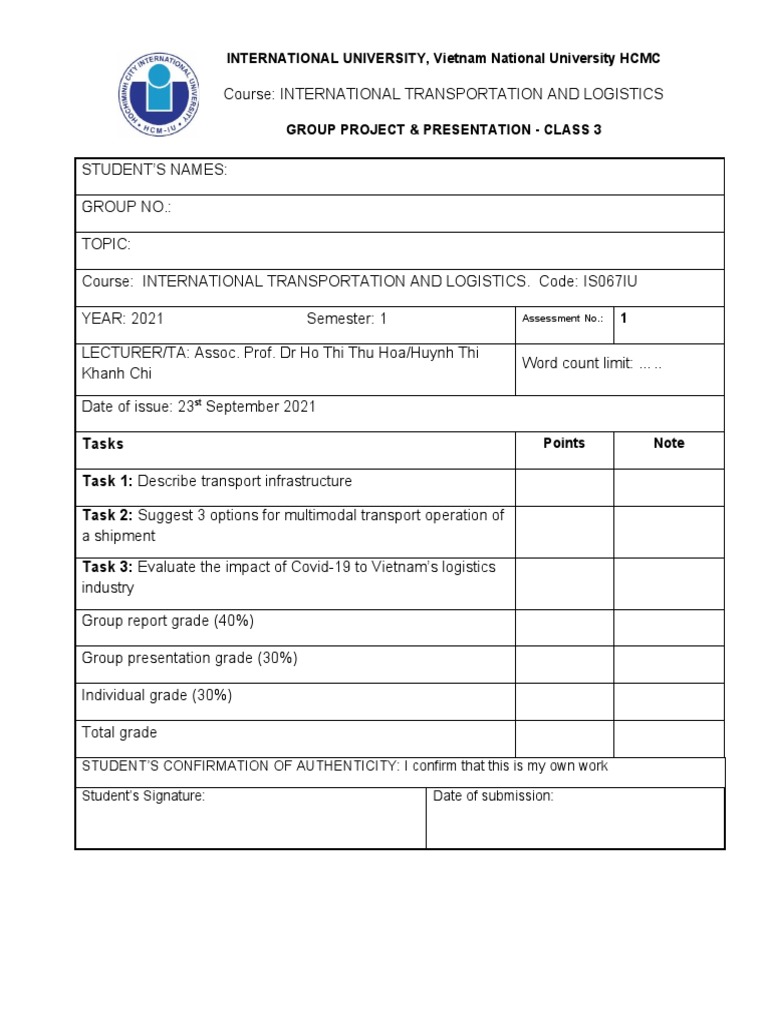 G3 - Group Project Instruction-International Transport and Logistics ...
