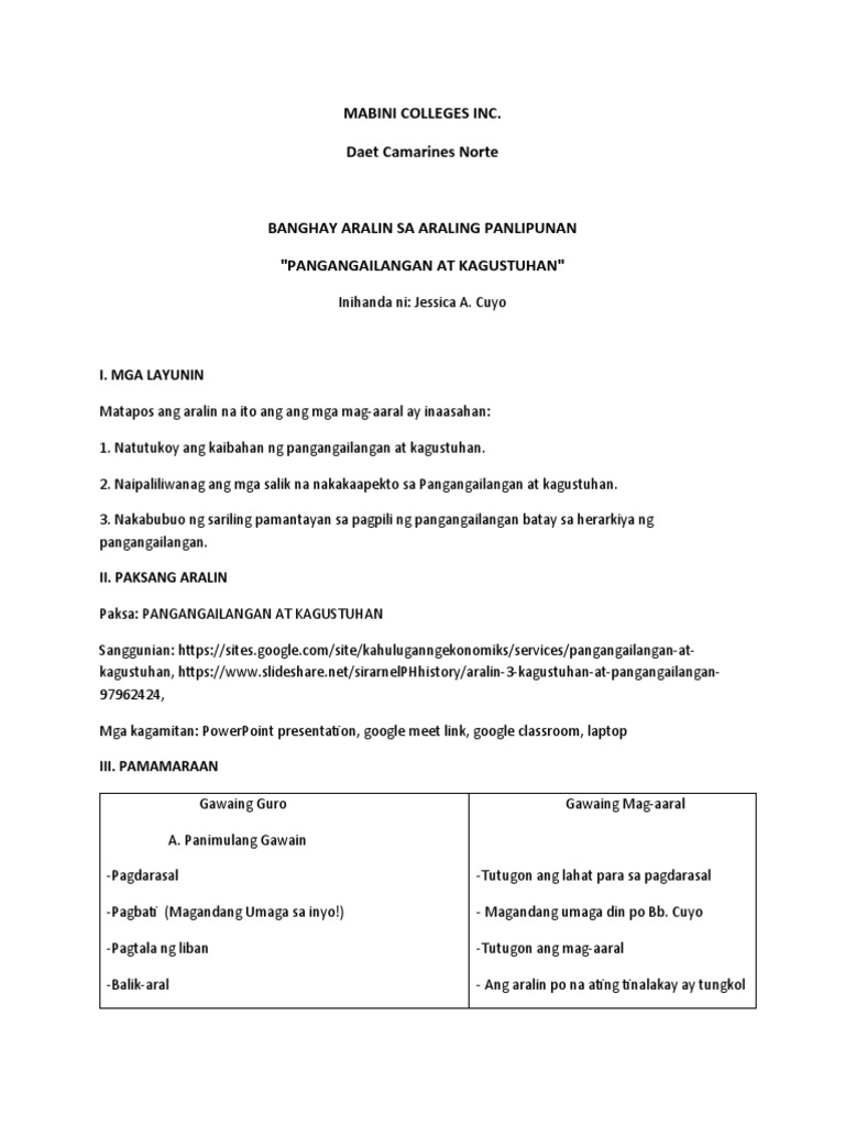 Lesson Plan Cuyo | PDF