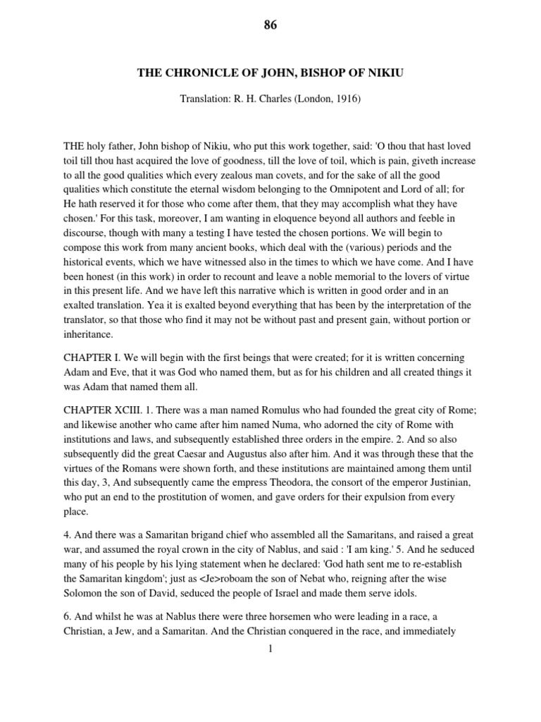 Chronicle of John of Nikiu | PDF