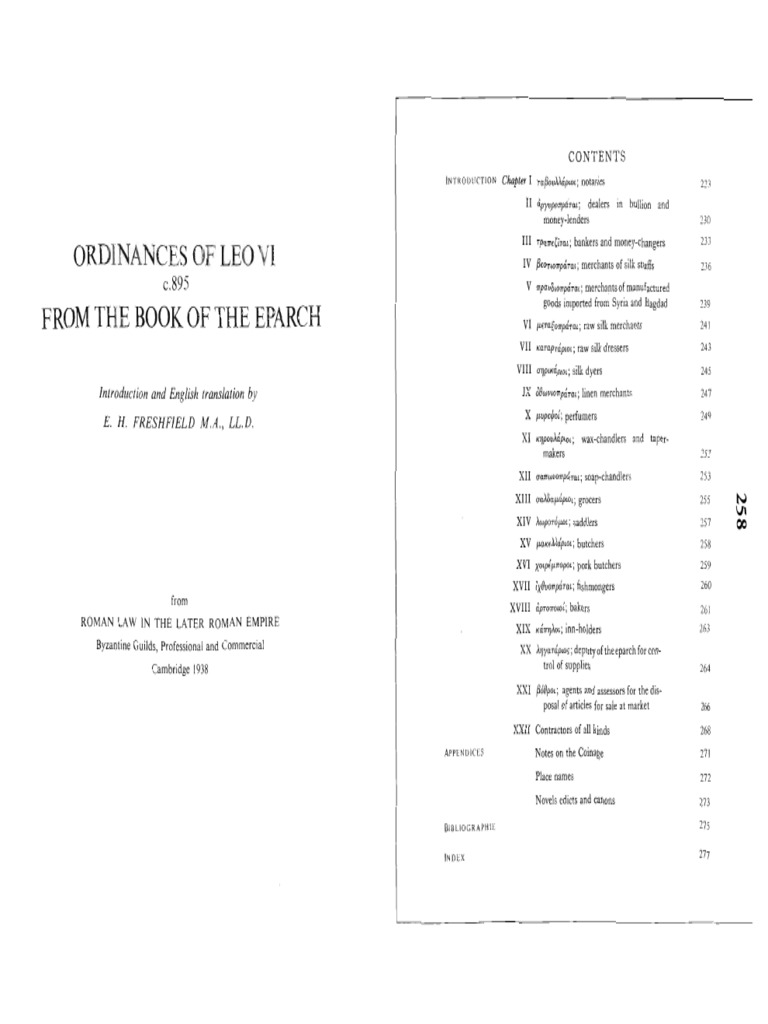 Book of The Eparch | PDF