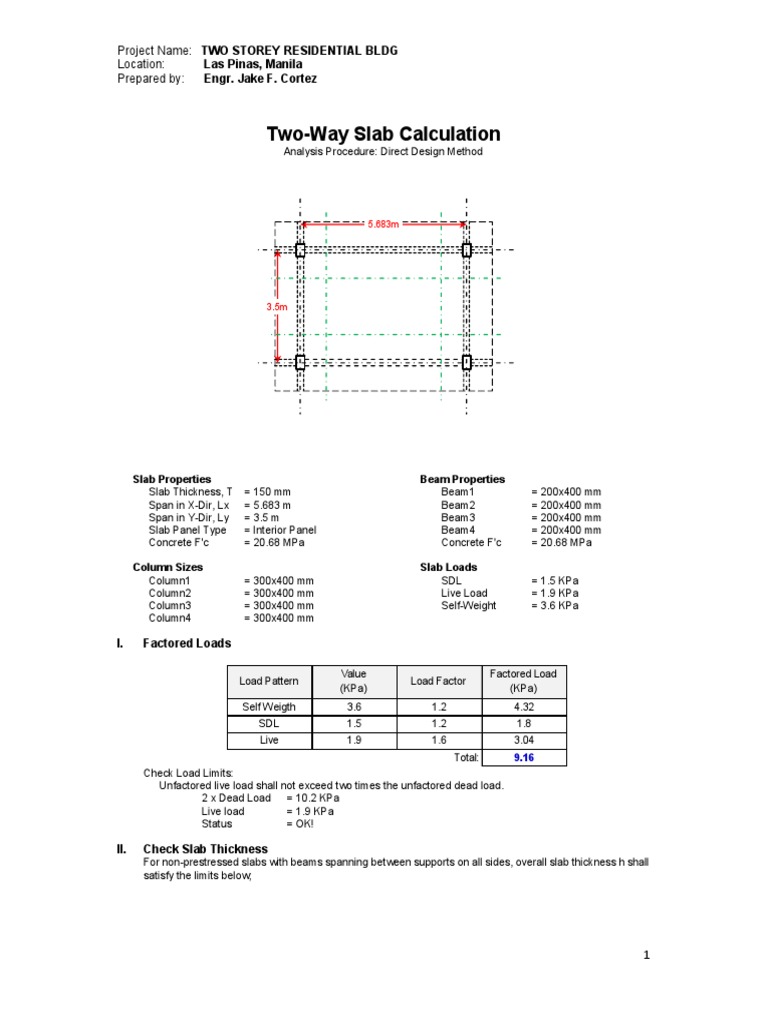Two-Way Slab Calculation | PDF | Civil Engineering | Building Engineering