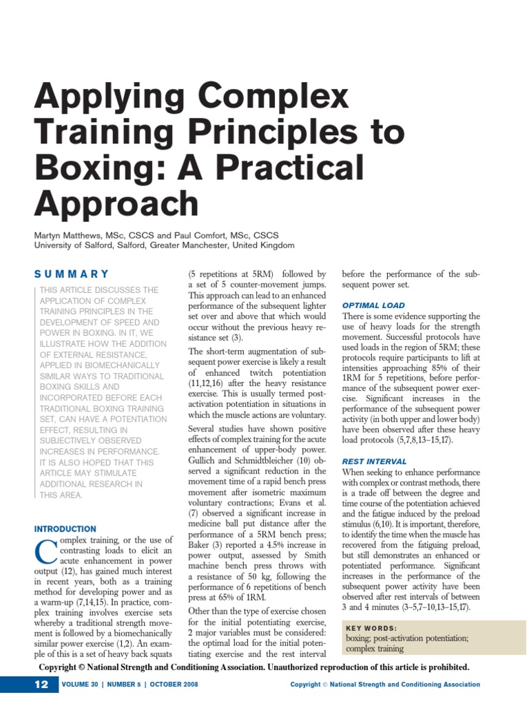 Applying Complex Training Principles To Boxing: A Practical Approach ...