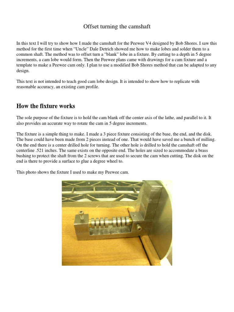 Offset Turning The Camshaft | PDF | Mechanical Engineering | Internal ...