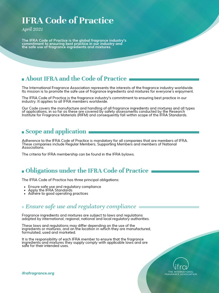 Ifra Code of Practice PDF | PDF | Perfume | Safety