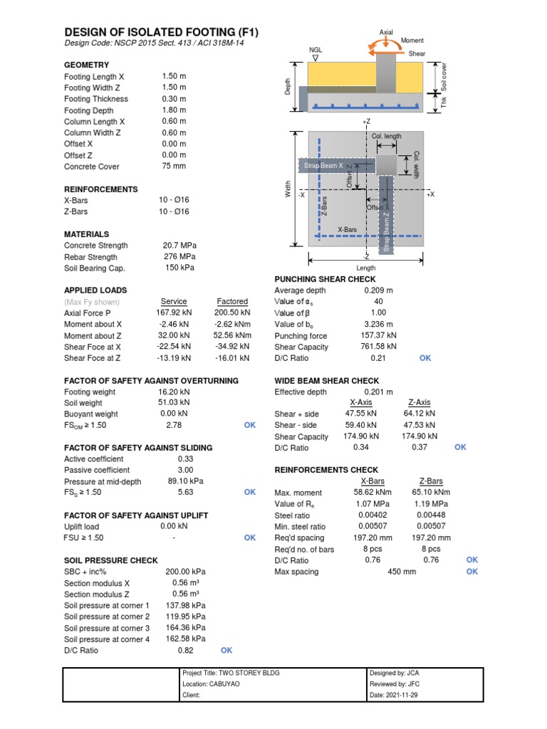Sample Footing 1 | PDF | Beam (Structure) | Pascal (Unit)