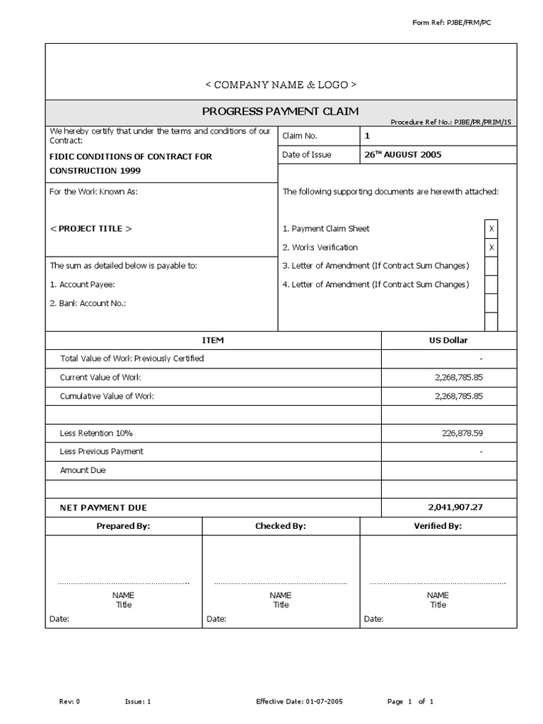 Progress Payment Claim | PDF | Payments | Private Law