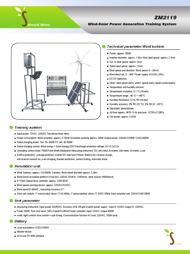 Wind Power Generation Training System | PDF | Power Inverter | Power Supply