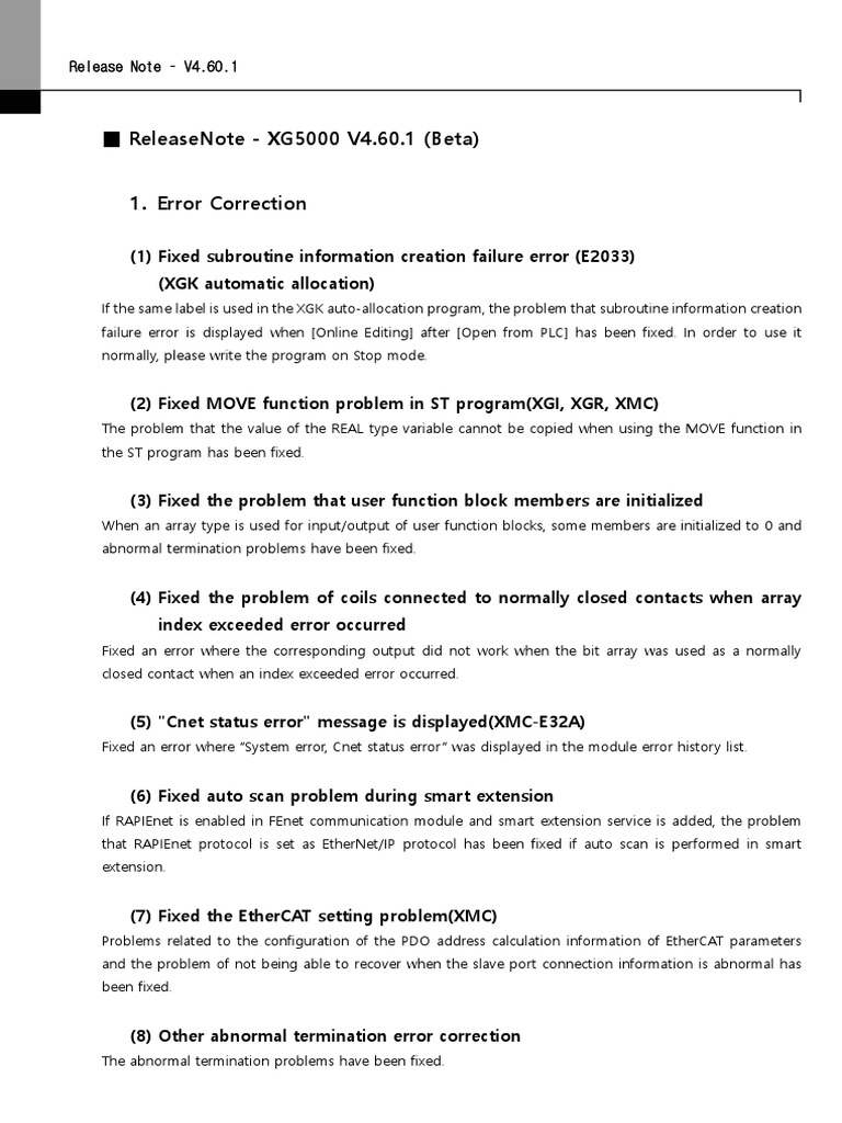 ReleaseNote en V4.60.1 | PDF | Subroutine | Parameter (Computer Programming)