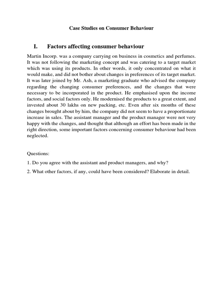 Consumer Behaviour Case Studies Analysis | PDF | Vending Machine ...