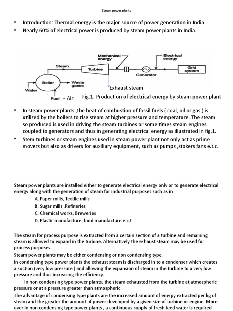+ Air Fig.1. Production of Electrical Energy by Steam Power Plant ...