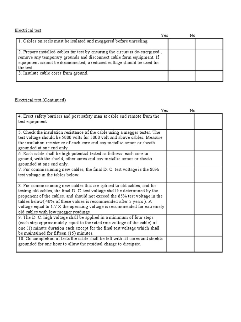 Electrical Cable Test | PDF | Business