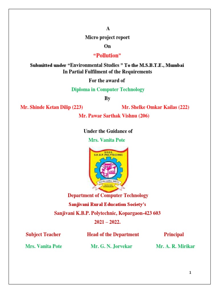 Environmental Studies Microproject | PDF | Natural Environment ...