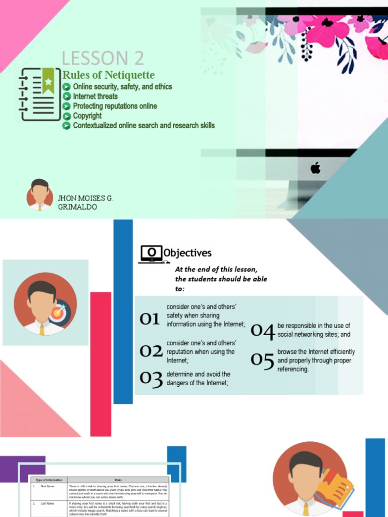 Lesson2 - ETech Rules of Netiquette | PDF | Malware | Phishing