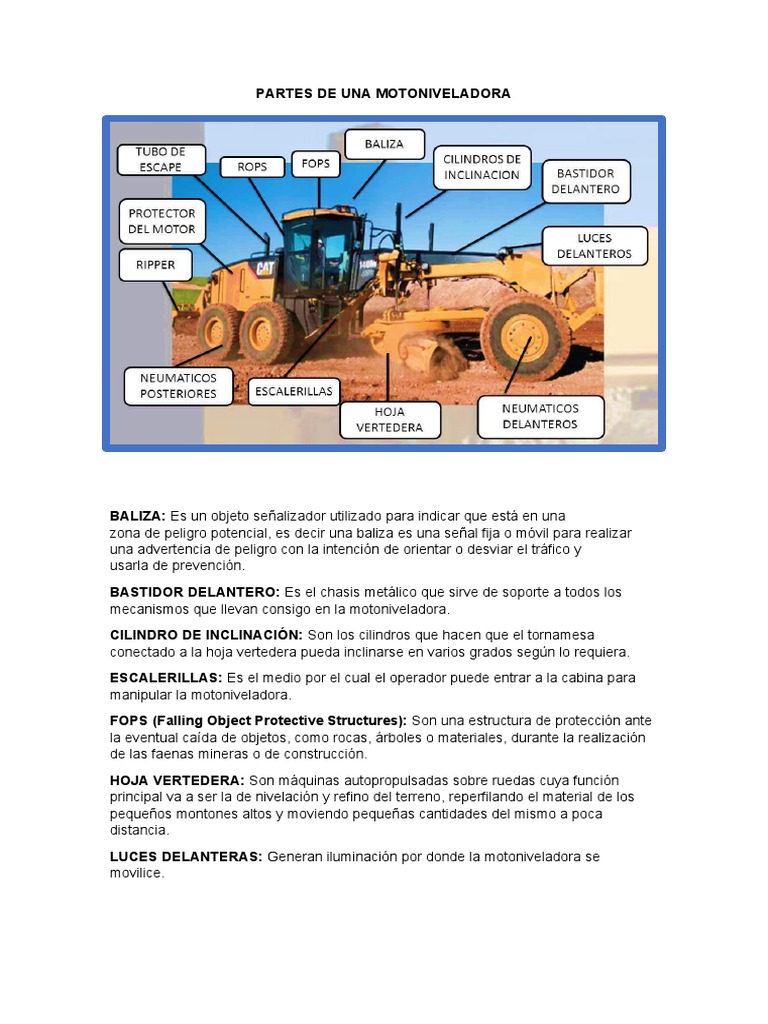 Partes de Una Motoniveladora | PDF