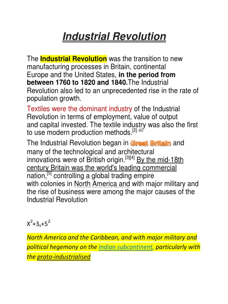 Overview of the Industrial Revolution | PDF | Politics